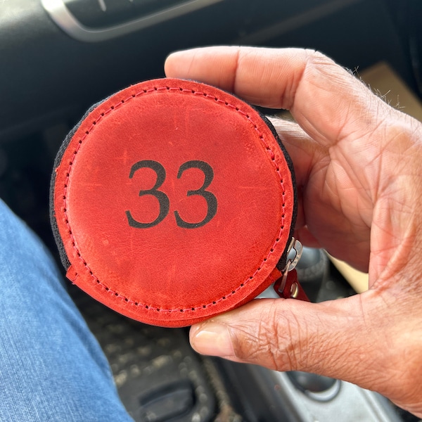 Personalized Leather Round Coin Purse, Handmade Round Coin Wallet ...