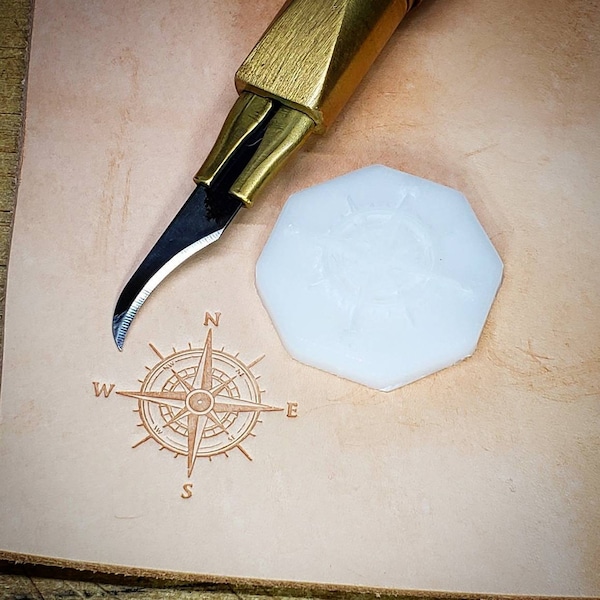 Delrin Leather Stamp: Wind Rose, Compass Passport Traveling, Leather ...