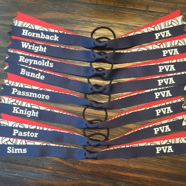 Custom Personalized Sports Team Ribbon, Ponytail Hair Ties, Streamer ...