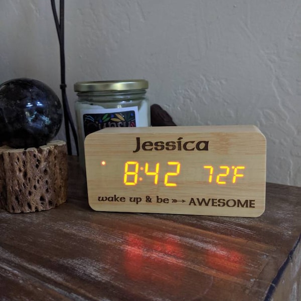 Personalized Wooden Clock - Customized Alarm Clock - Engraved House ...