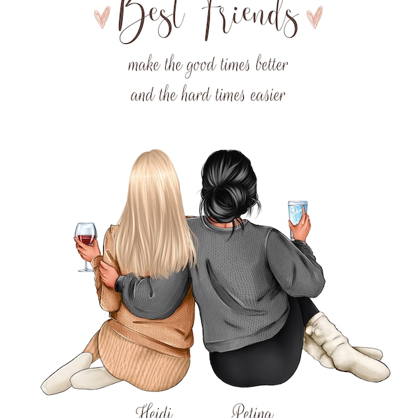 Best Friend Personalized Print, Custom Friend Prints, Best Friends Gift ...