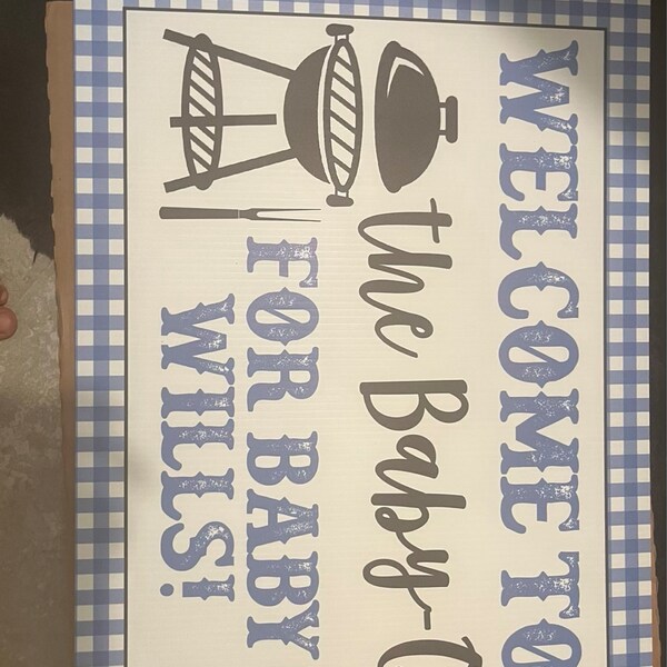 Baby Q Baby Shower Sign, Barbeque Baby Shower Yard Sign, Baby-q Welcome ...