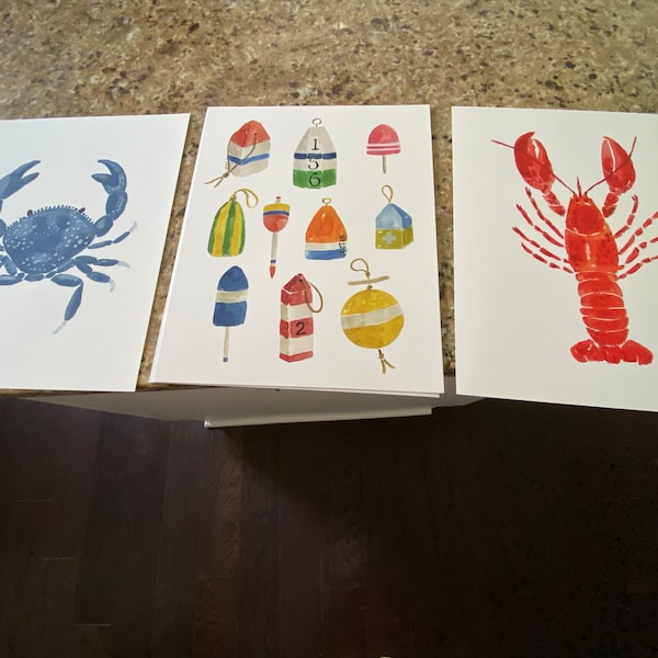 Lobster Buoys Crab Print Set Nautical Beachy Sea Side Coastal Living ...