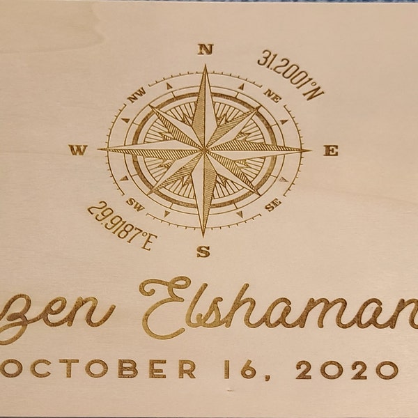 Personalised Compass Coordinates Travel Keepsake Box, Personalized ...