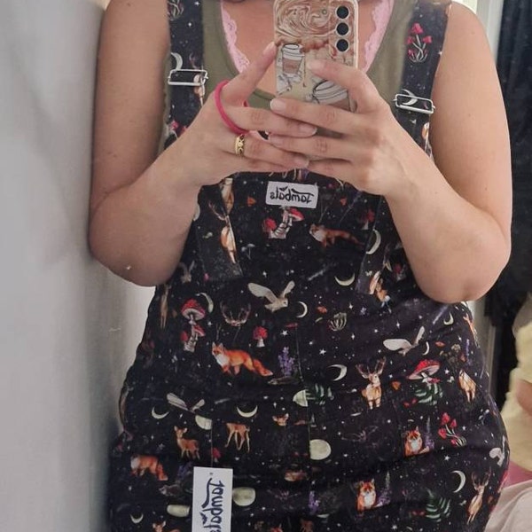 Dark Forest Dungarees: Whimsical Cottagecore Stretch Cotton Overalls ...