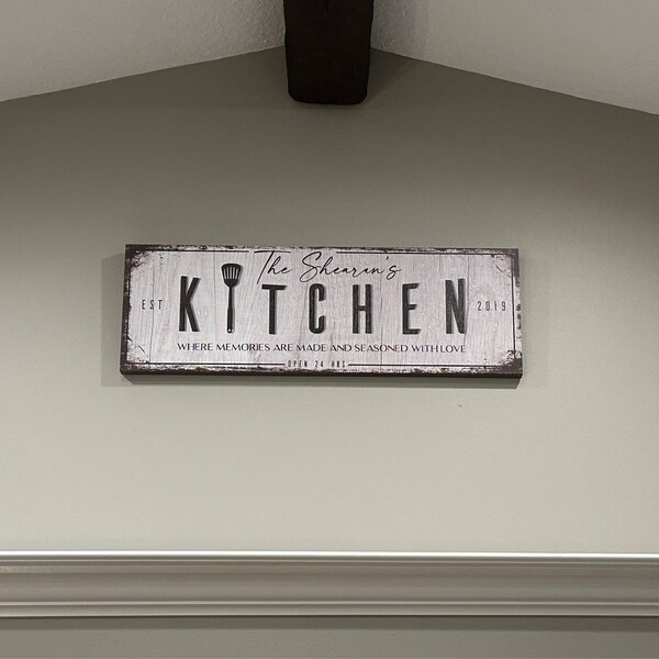 Custom Kitchen Sign for Home, Personalized Family Kitchen Wall Art ...