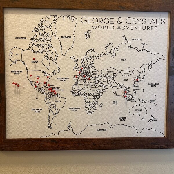 World Push Pin Personalized Map, Custom Push Pin Map for Travels ...