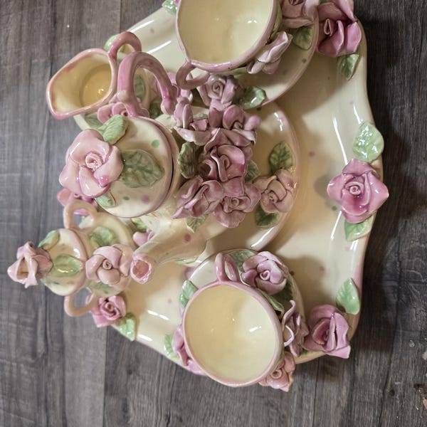 Handmade Rose Tea Set: Personalized Floral Ceramic Pottery - Etsy