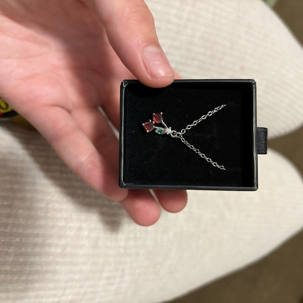 Gold Plated Tiny Cherry Pave Necklace, Cute Cherry Necklace, Fruit ...