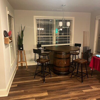 Standard Whiskey Barrel Pub Table, Counter Height Solid Wood Top ...