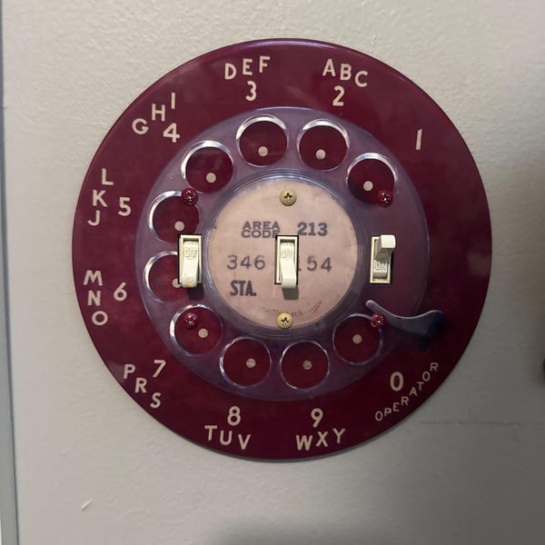 Vintage Dark Red Telephone Dial Precision Laser Cut Toggle and Decora ...