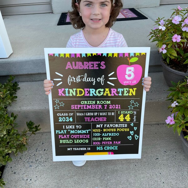 Chalkboard First Day of School Sign Printable, Editable Canva Template ...