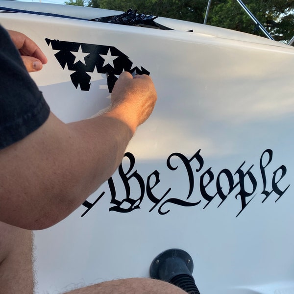 We the People American Flag Decal, US Flag Decals, Distressed Flag ...