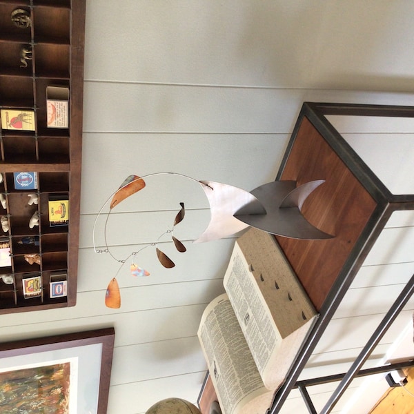 Stabile Mobile Art Table Top Home Decor Driftwood Shells Copper ...