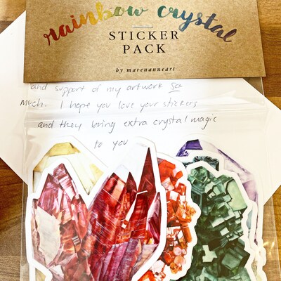 Rainbow Crystal Sticker Pack Crystal Stickers, Set of 6 Watercolor ...
