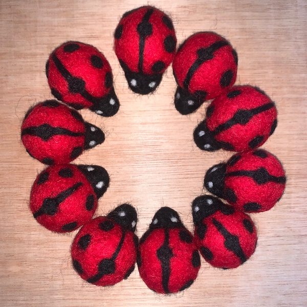 Felted Ladybug, Wool Felt Ladybug, Felted Insect, Needle Felt Ladybug ...
