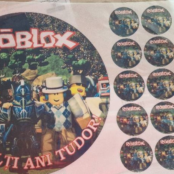 Roblox Topper With 10 X Cupcakes 1.5" Round Circle Cake Icing or Wafer ...