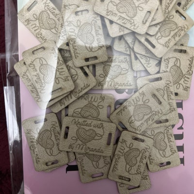 Personalised Set of 50 Cream 28x18mm Faux Leather Labels Rectangle ...