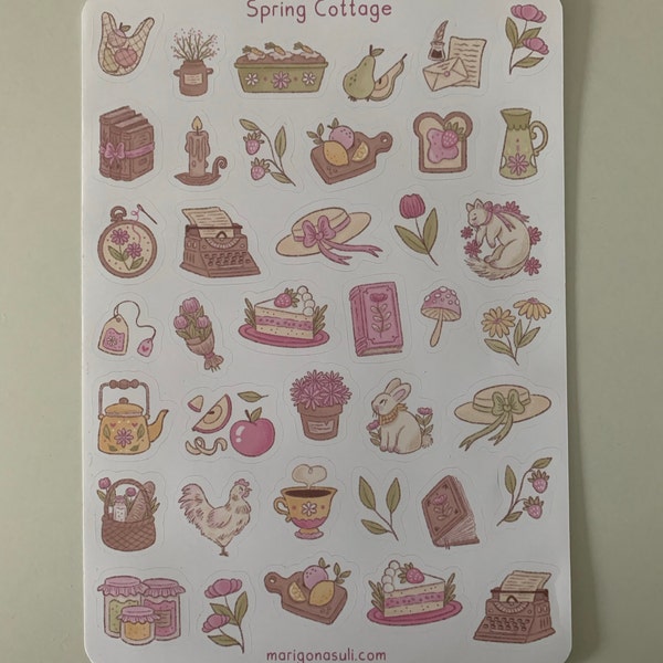 Spring Cottage Sticker Sheet | Journal Stickers, Scrapbook Sticker ...