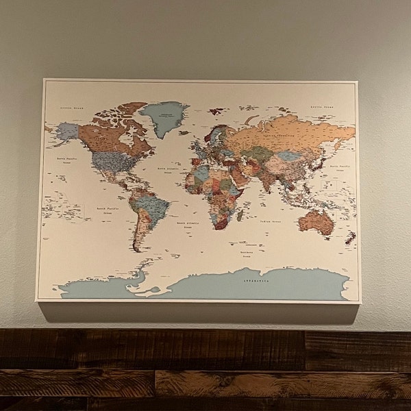 World Map Pin Board With Cities, Push Pin Canvas to Mark Where You Have ...