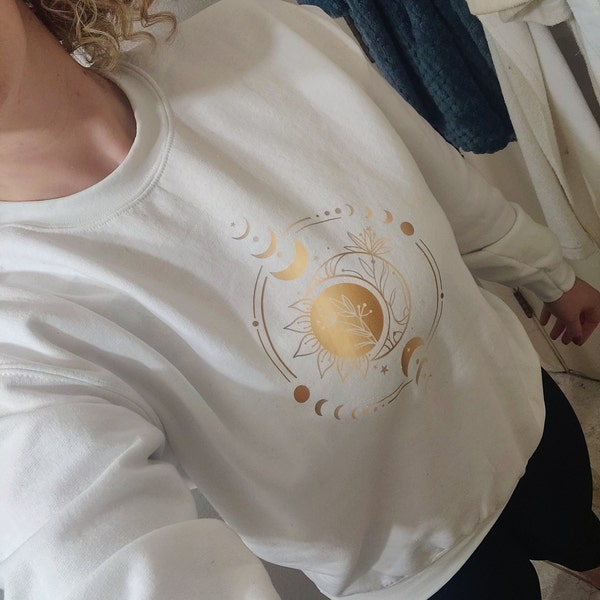 Mystic Moon and Sun Sweatshirt, Mystical Moon Phase Sweater, Moon Phase ...