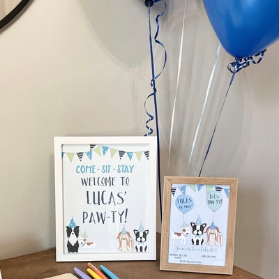 Puppy Dog Birthday Party Welcome Sign Editable Printable - Etsy