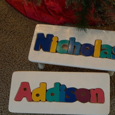 Personalized Puzzle Stool White Finish. - Etsy