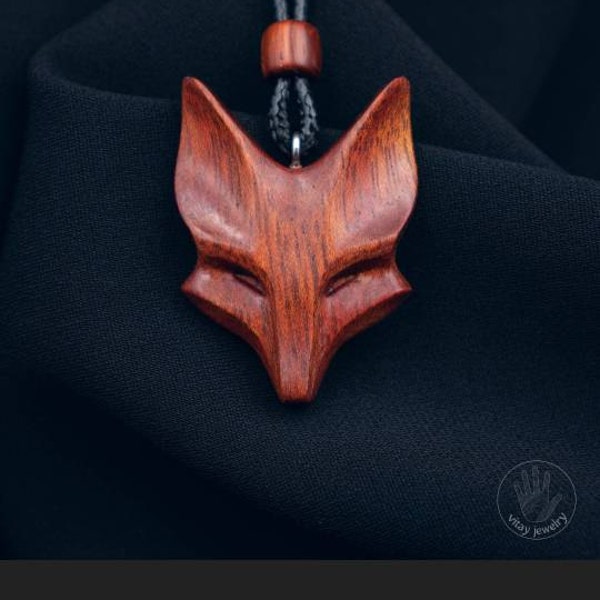 Fox Necklace, Wooden Fox, Fox Pendant, Red Fox Necklace, Wood Jewelry ...