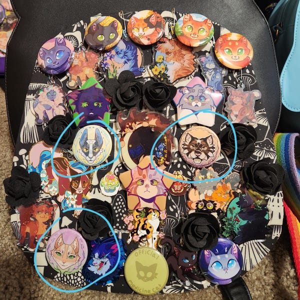 War Cats Button Pack - Medicine Cats - Cinderpelt, Yellowfang, Jayfeather, and Spottedleaf - Etsy