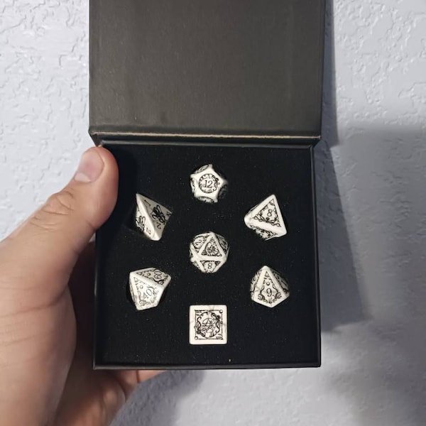 Full Set White Turquoise Dice Set Set Warlock Style - Dungeons and ...