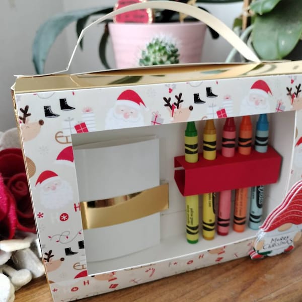 Coloring Box Template, Suitcase With Crayons Holder, Crayons Gift Cut ...