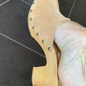 Women's Suede Platform High Heel Clogs Sandals Closed Toe Leather Shoes ...