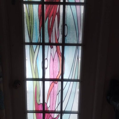 Window Film Stained Glass Privacy Static Cling Frosted Scenic Vintage ...