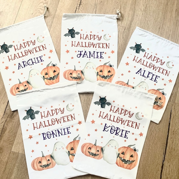 Halloween Treat Bag, Trick or Treat Bag, Trick or Treat, Personalised ...