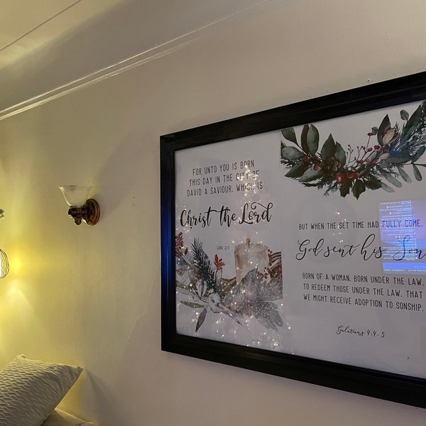 Luke 2:11, Christian Christmas Bible Verse Wall Art Digital Print ...