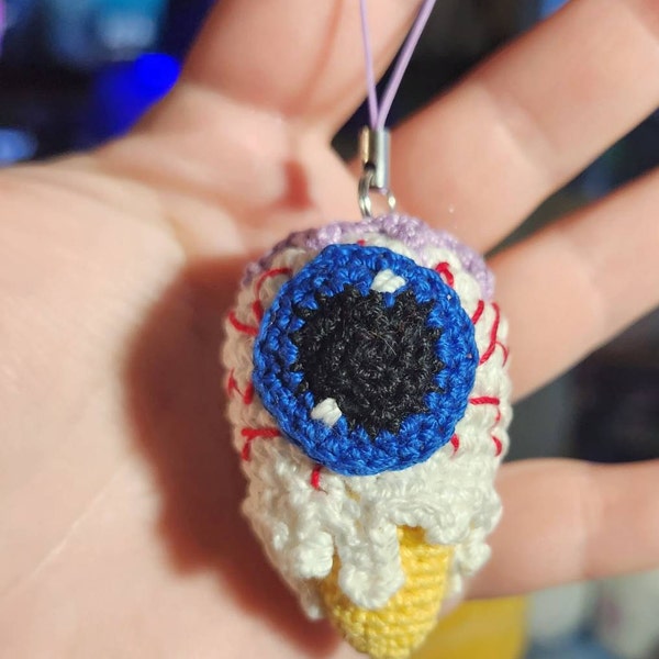 Eye Scream Crochet Pattern: Creepy Halloween Keychain (PDF) - Etsy