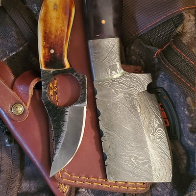 EDC Mini Cleaver/ Handmade Damascus Steel/ Bushcraft Knife/ Tactical ...