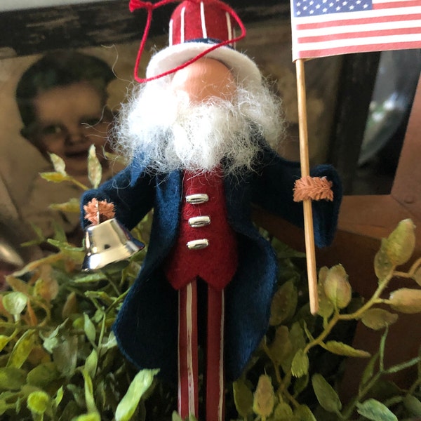Uncle Sam Ornament, Formal Uncle Sam, Clothespin Ornament, Patriotic ...