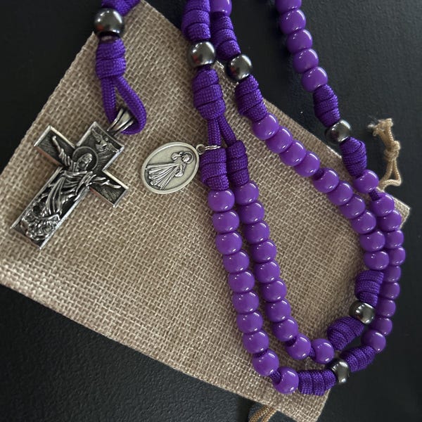 Miniature 9” Crusader Templar Red Cross Anglican Rosary. 6mm Stainless ...