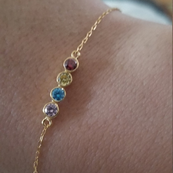 Custom Birthstone Bracelet • Multiple Birthstone Bracelet in Sterling ...