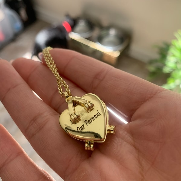 Folding Heart Locket Necklace, Four Photo Locket Necklace, Memorial ...