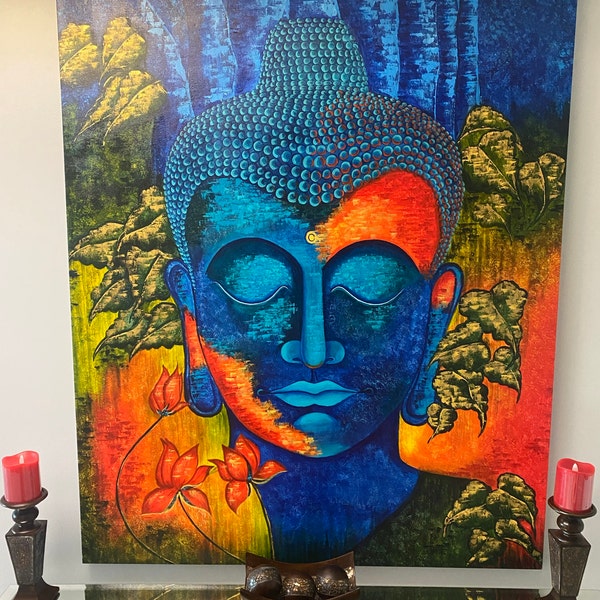 Krishna Original Indian Abstract Art on Canvas for Living Room ...