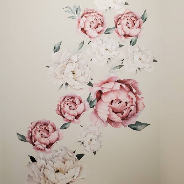 Peony Wall Decal, Flower Wall Decal, Floral Wall Decals, Peony Flowers ...
