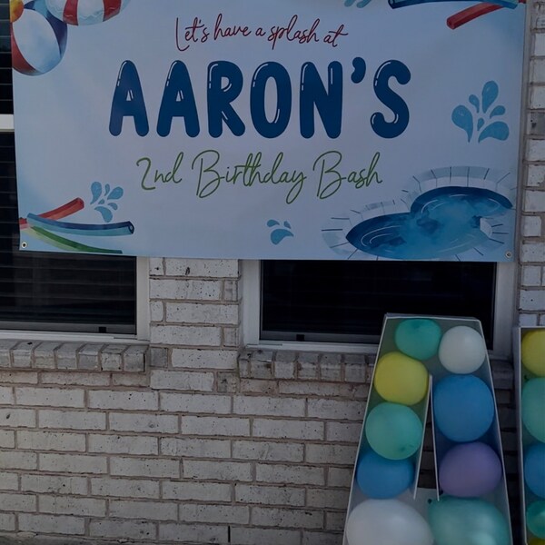 Summer Pool Birthday Banner, Splish Splash Birthday, Pool Party, Pool ...