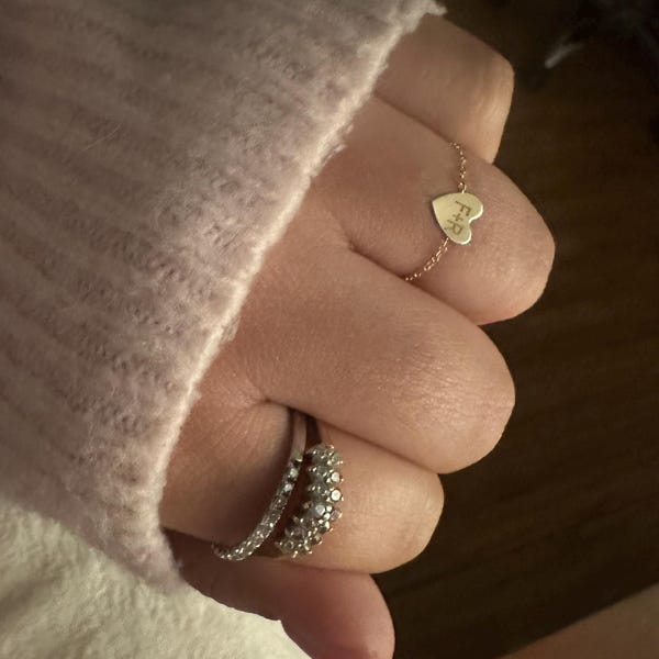 Bare Diamond Ring | 14k Gold Chain With Beautiful Diamond. Diamond Charm Ring. Simple Diamond ...