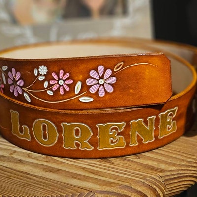 Custom Leather Belt, Tooled Leather Belt, Hand Tooled Floral Pattern ...