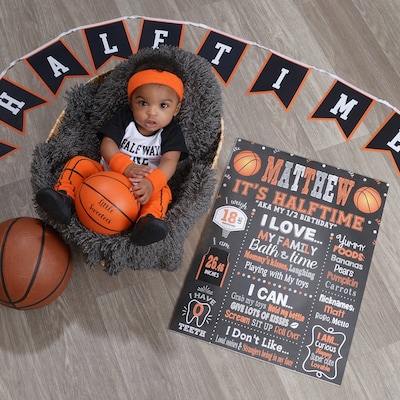 Personalized Basketball Half Birthday Uniform Jersey Headband ...