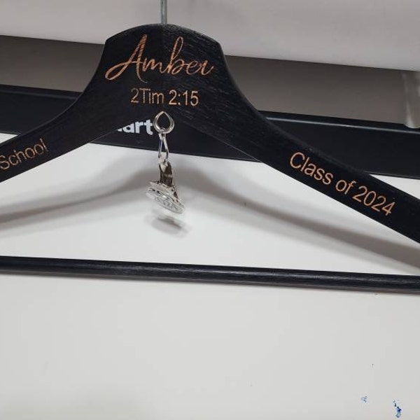 Custom Engraved Wooden Hanger, Graduation, Clothing Hanger, Cap Hanger ...