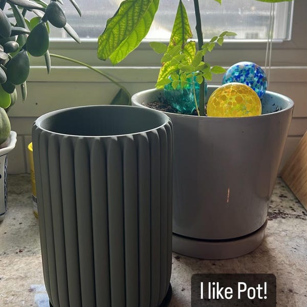 The Pillar Pot - 3D Printed Plant Pot With Drainage Hole and Matching ...