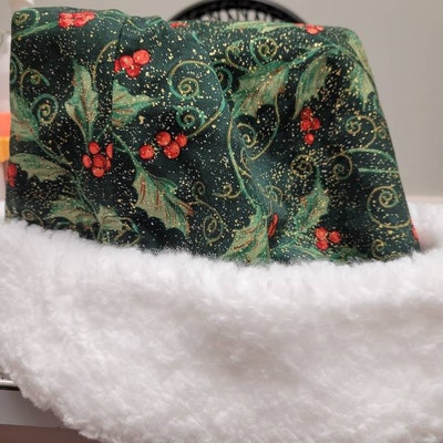 Red Plaid Flannel Santa Hat, Dark Red, Black and Green Tartan Plaid ...